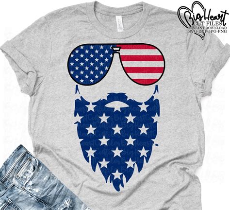 Patriotic Bearded Man With Sunglasses Svg Png Dxf Beard Svg