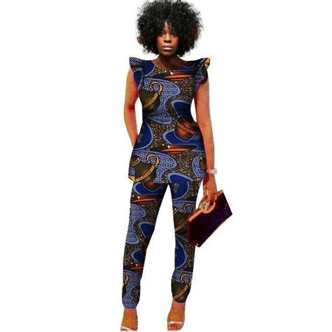2 Piece Women African Print Dashiki Top And Pants Sets Plus Size M L XL