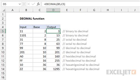how to use the excel decimal function exceljet