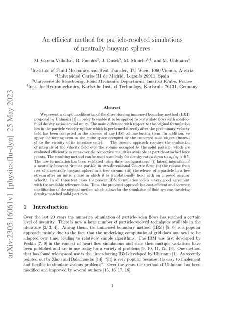 pdf an efficient method for particle resolved simulations of neutrally buoyant spheres