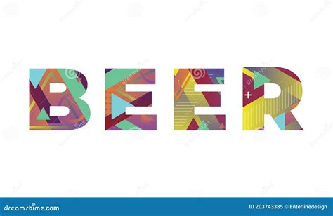 Beer Concept Retro Colorful Word Art Illustration Stock Vector