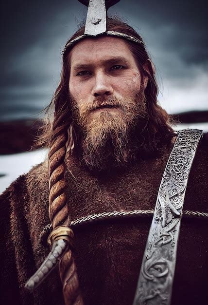 Premium Photo Portrait Of An Ancient Viking Warrior With A Beard And