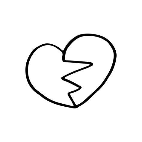 Heart Vector Icon Drawn In One Line Broken In Half 17131360 Vector Art