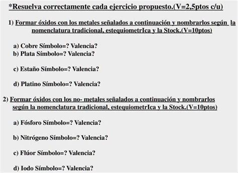 SOLVED Ayuda por favor Trata sobre valencias y Óxidos Resuelva
