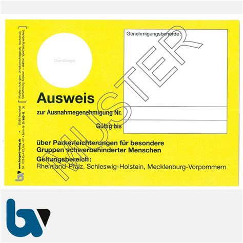 Borgard Verlag Shop Parkausweis Sonderregelung Rheinland Pfalz