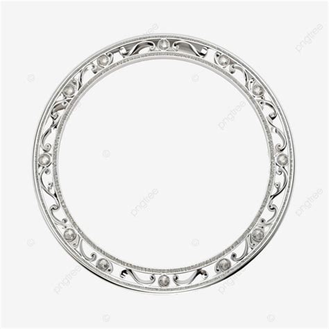 Círculo Prata Brilhante Borda De Luxo Png Arquivo PNG Redondo Quadro