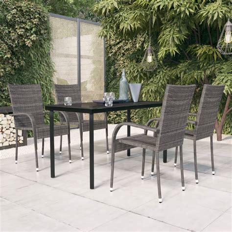 Pcs Conjunto De Jantar Para Jardim Cinzento E Preto Loja Sitio Da Magia