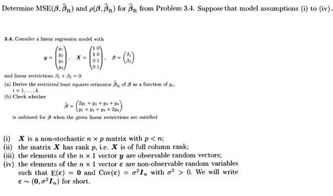 solved determine mse b br and p b b1 for br from problemn 3 4 suppose that model