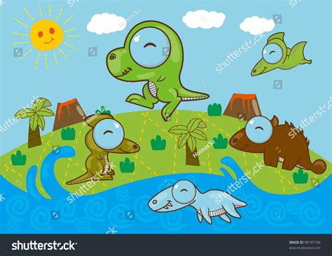 Cute Jurassic Dinosaur Cartoon Royalty Free Stock Vector 98197106