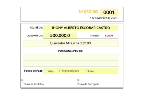Formato Recibo De Dinero Para Imprimir En Excel Y PDF 1749 The Best