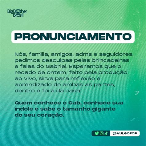Gabriel pede desculpa após falas abusivas contra Bruna no BBB 23