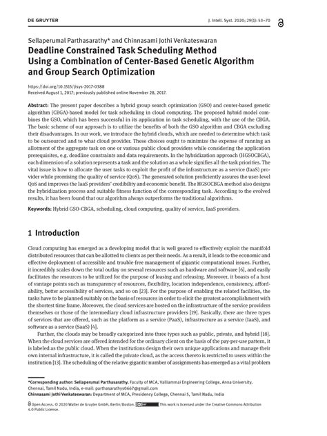 pdf deadline constrained task scheduling method using a combination of center based genetic