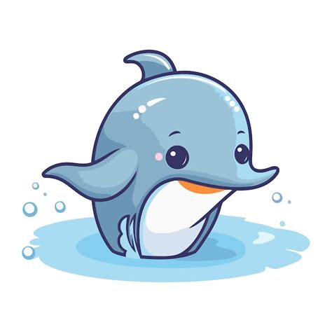 Lindo Delf N De Dibujos Animados Nadando En El Agua Ilustraci N