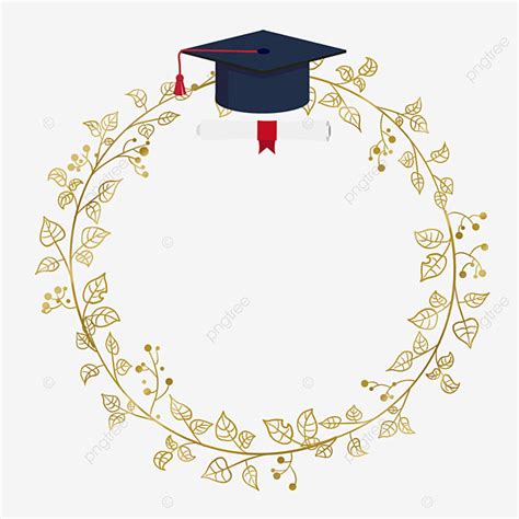 Borde De Graduación Gorro De Graduación Marco Redondo Dorado PNG