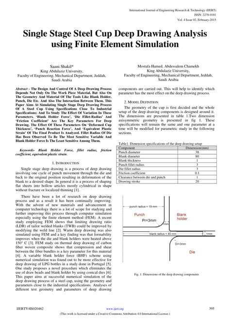 pdf single stage steel cup deep drawing analysis using finite element simulation