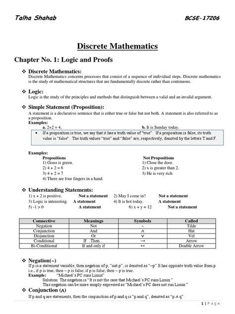 discrete chapter 1 logics and proofs pdf logical consequence mathematical concepts