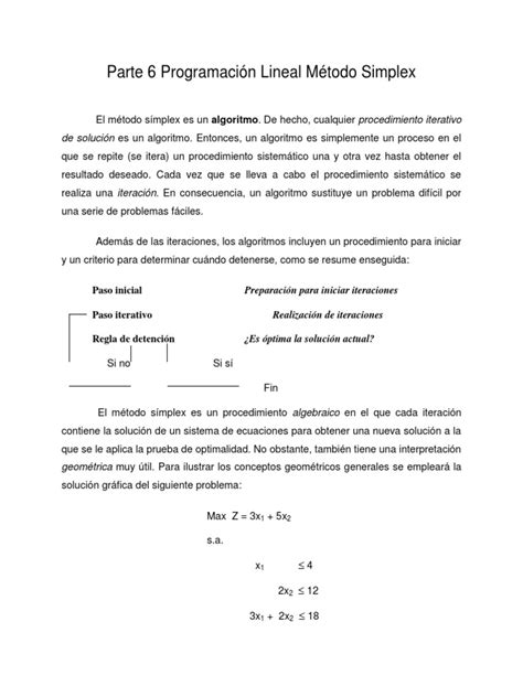 programación lineal método simplex pdf programación lineal ecuaciones