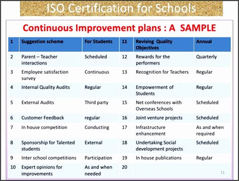 6 Continuous Improvement Plan Template SampleTemplatess