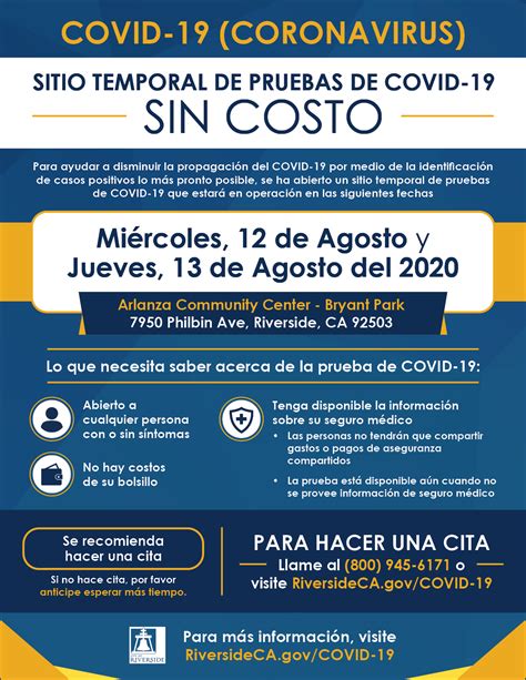 COVID 19 Testing Site Information Riversideca Gov
