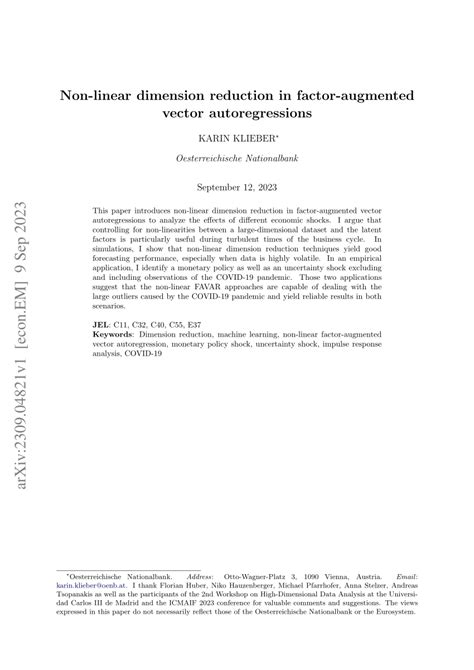 pdf non linear dimension reduction in factor augmented vector autoregressions