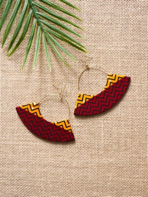 Boucles D Oreilles Chaga Wax Batik Rouge Boucles Doreilles Wax
