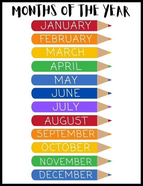 Free Printable Months Of The Year Charts Off