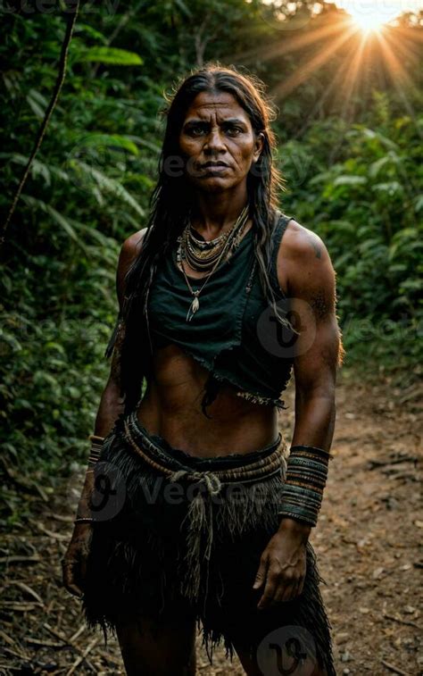 Photo Of Savage Tribal Woman In The Jungle Generative AI 31151116