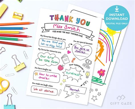 Thank You Teacher Teacher Printable DIY Teacher Gift Best Teacher Gift