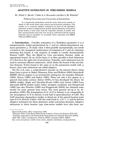 pdf adaptive estimation in time series models chris klaassen