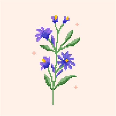 Free Vector Flat Design Flower Pixel Art Illustration