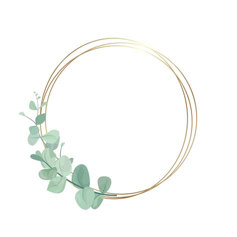 Golden Circle Frame With Eucalyptus Leaves Vector Leaves Eucalyptus