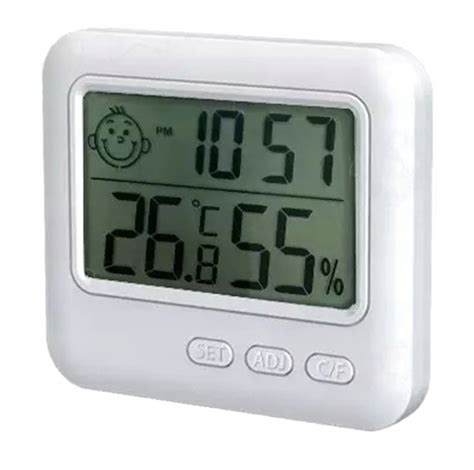 TERMOMETR HIGROMETR POKOJOWY LCD STACJA POGODY POMIAR WILGOTNOŚCI ZEGAR