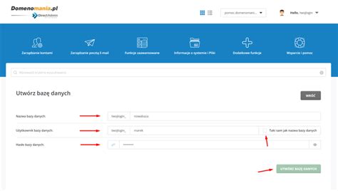 Jak utworzyć bazę danych w DirectAdmin Domenomania pl