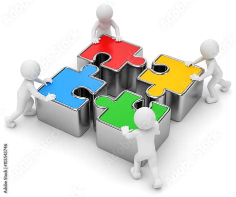 3d Männchen bunte Puzzleteile Team Stock Illustration Adobe Stock