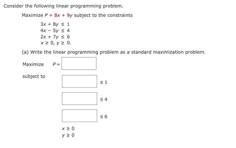 solved consider the following linear programming problem