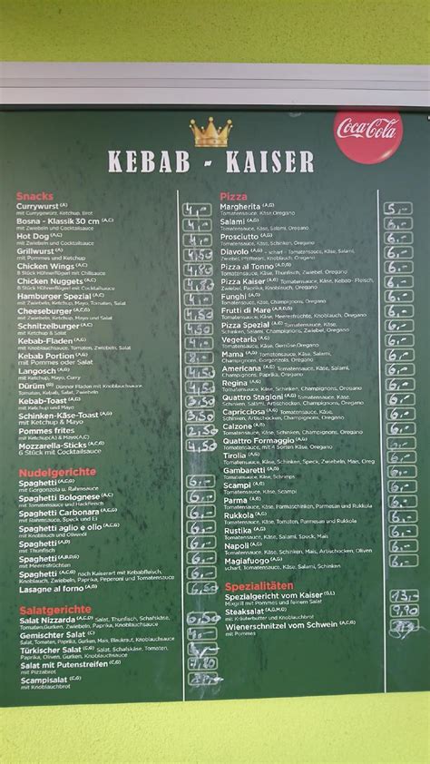 Speisekarte von Kebab Kaiser restaurant Kössen