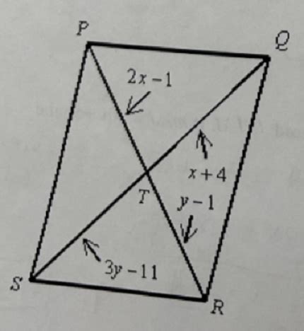 Find The Values Of X And Y That Make Quadrilateral Pqrs A Parallelogram