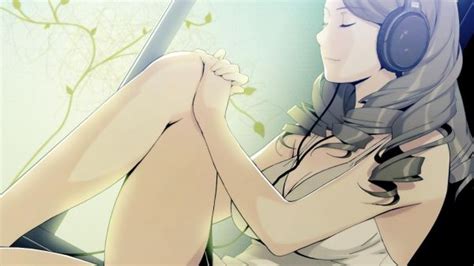 Papel De Parede 1920x1080 Px Meninas Anime Olhos Fechados Fones De