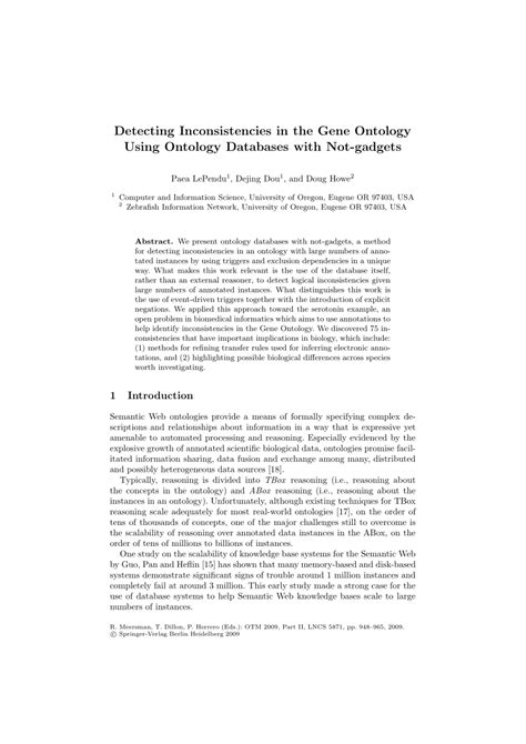 pdf detecting inconsistencies in the gene ontology using ontology databases with not gadgets