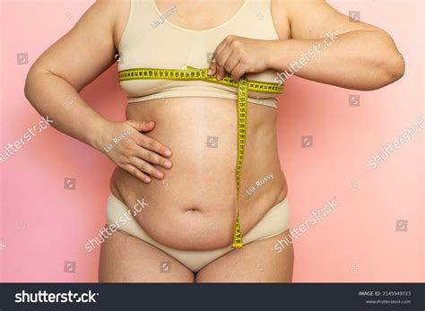 Cropped Photo Naked Overweight Woman Body Stock Photo 2145949723