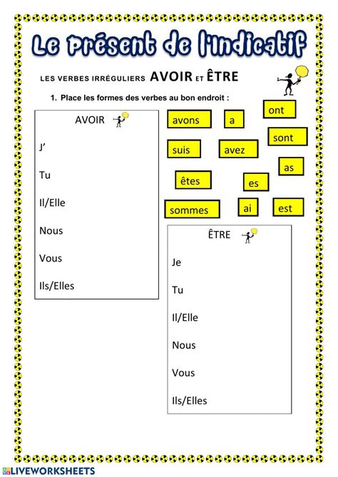 Le présent Verbes AVOIR et ÊTRE Interactive worksheet French