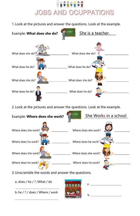 Jobs And Occupations Activity For Quinto English Phrases Teacher