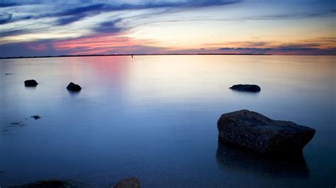 Wallpaper Sunlight Sunset Sea Bay Lake Rock Nature Shore