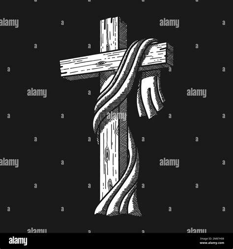 Illustration vectorielle dessinée à la main pour Pâques Croix en bois