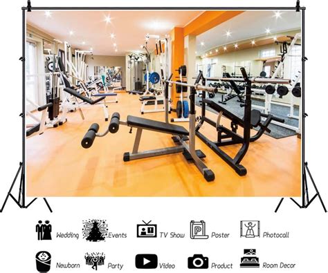 Buy DORCEV 15x10ft Gym Interior Backdrop Indoor Fitness Club