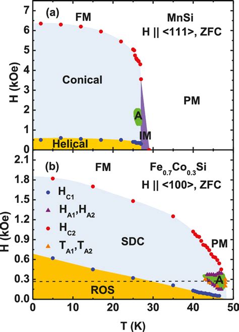 Magnetic Phase Diagrams Of A MnSi Adapted From Refs 2 And 23 And