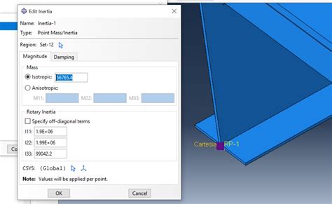 i am solving the problem in abaqus cae by using cartesian connectors but i get the following