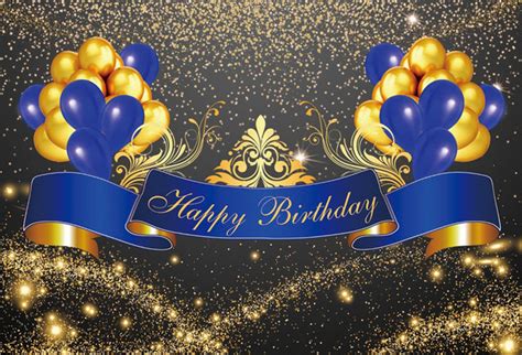 Gold Royal Blue Balloons Happy Birthday Celebration Party Etsy