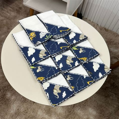 Kit 11 Unidades Fraldinha Pano de Boca Babete Bebê Bordadas 100