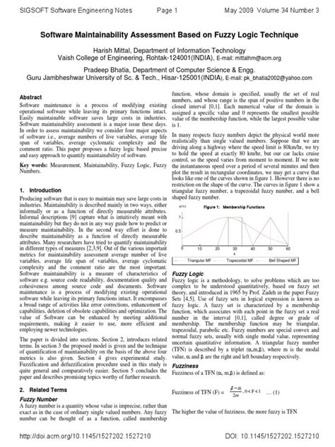 software maintainability assessment based on fuzzy logic technique pdf fuzzy logic logic